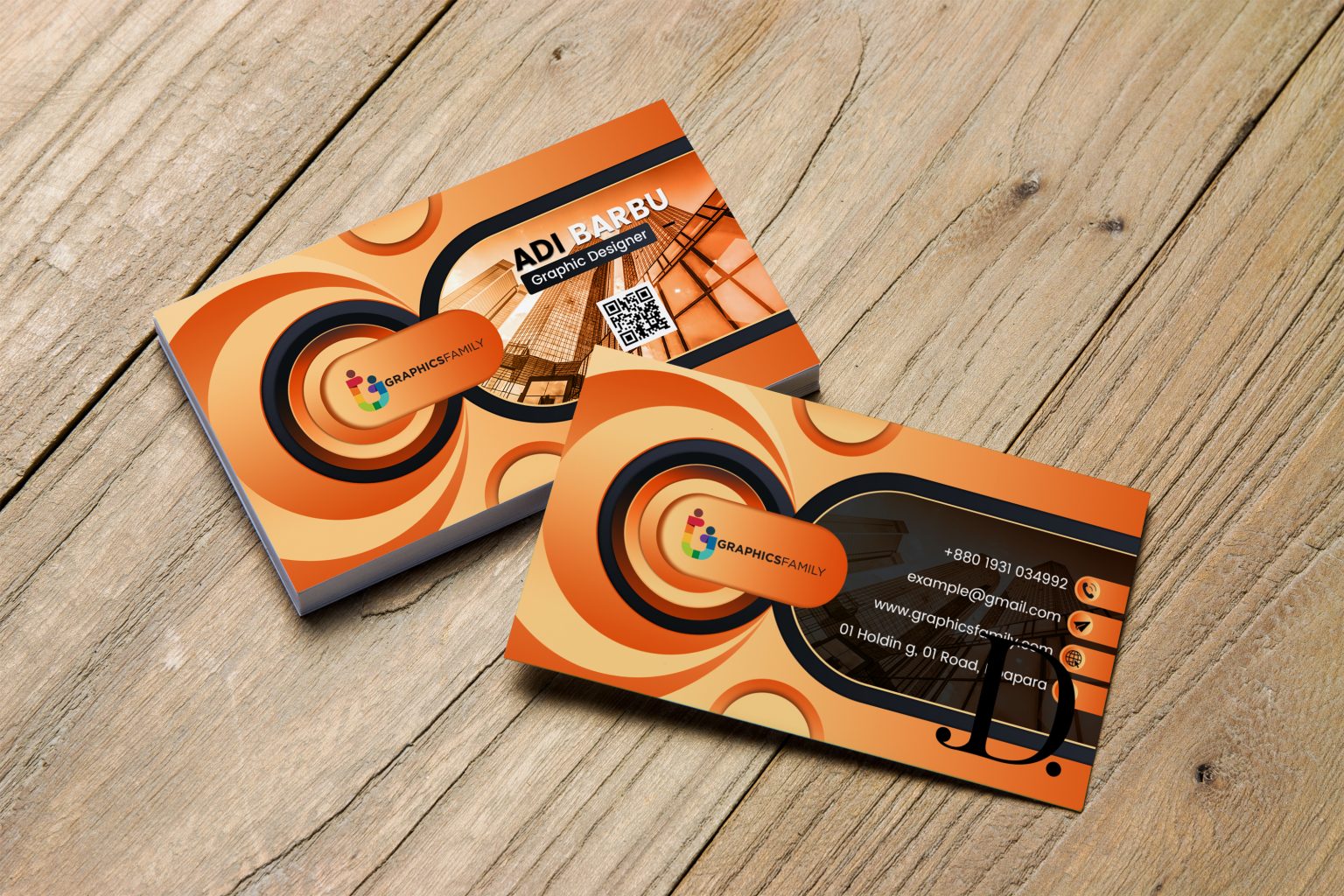 Creative Business Card Design with Circles – GraphicsFamily