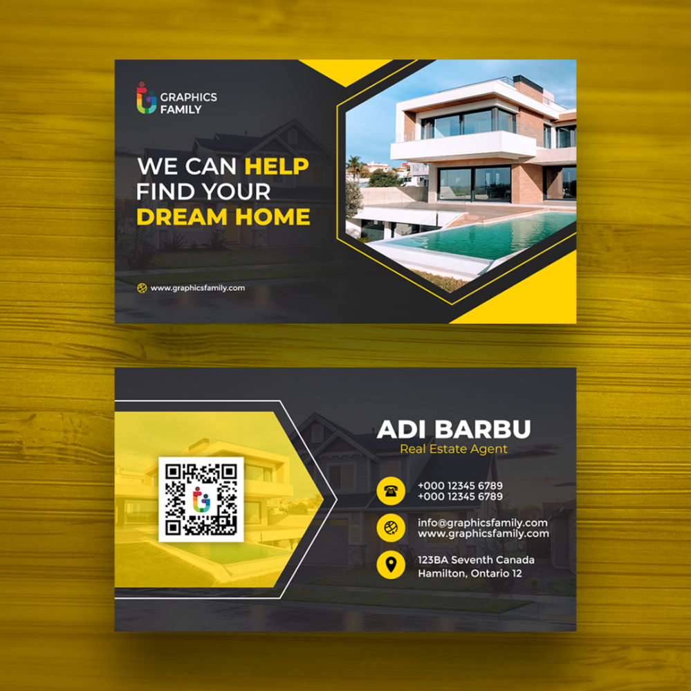 Real Estate Company Agent Business Card Design Template GraphicsFamily