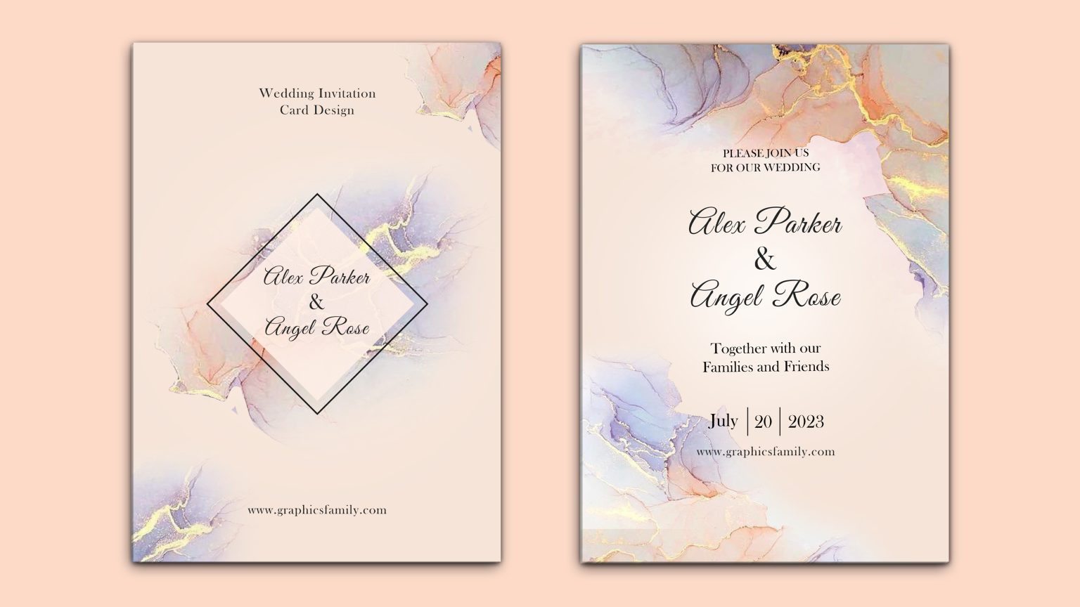 Elegant engagement wedding invitation template – GraphicsFamily