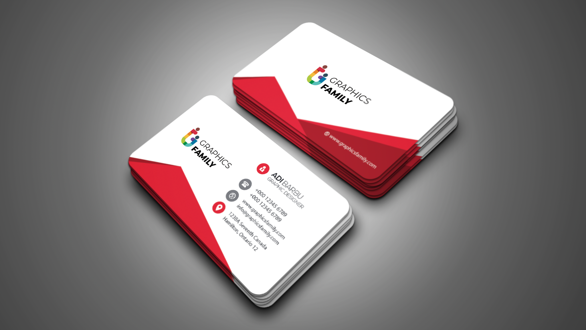 Red Triangle Corporate Business Card, Name Card Template – GraphicsFamily