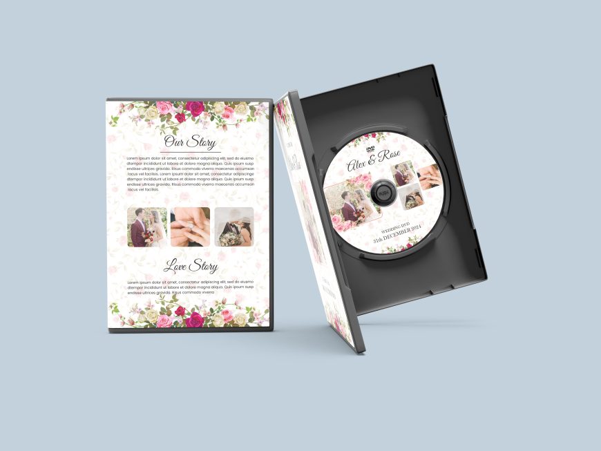 Floral Wedding DVD Cover Design – GraphicsFamily