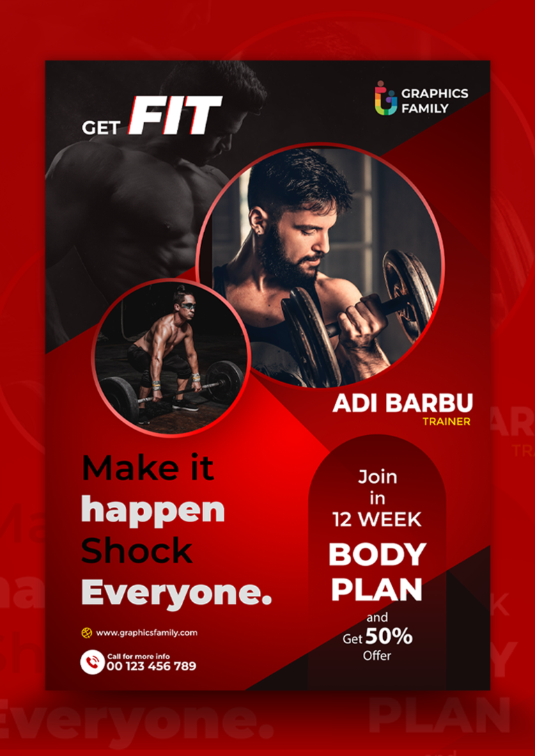 Gym & Fitness Flyer Design – GraphicsFamily