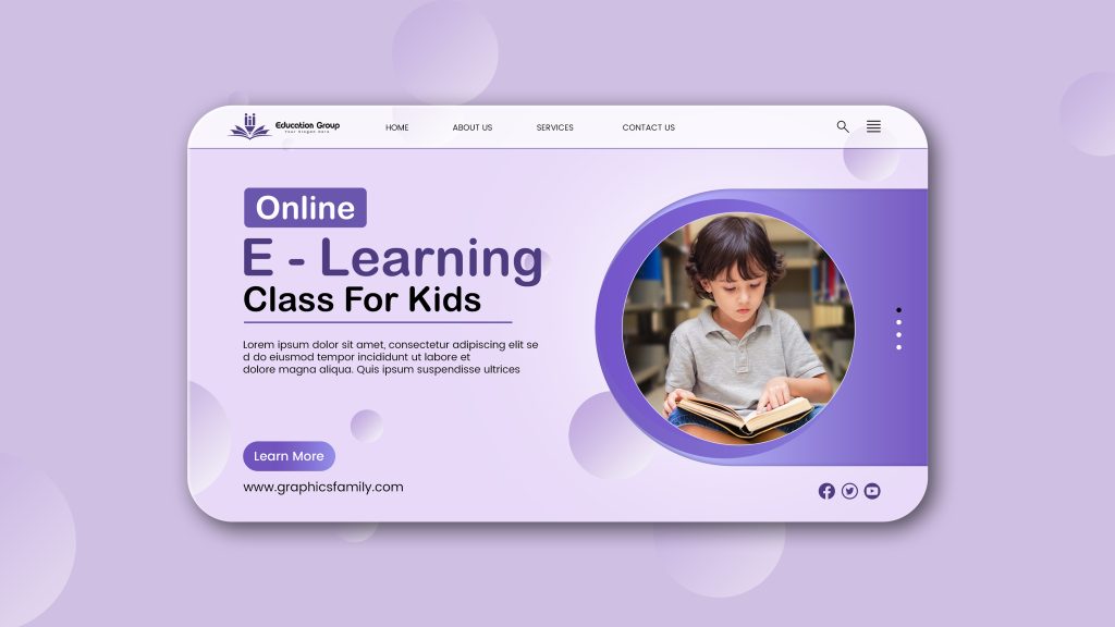 Landing Page Design E-Learning – GraphicsFamily