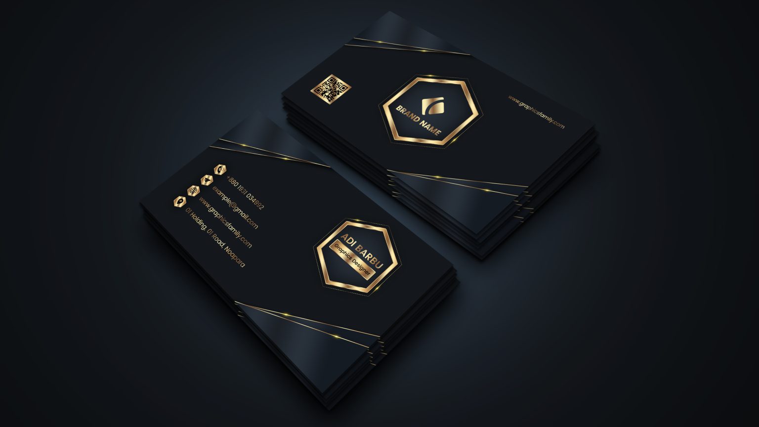 Luxury Black Business Card Design – GraphicsFamily