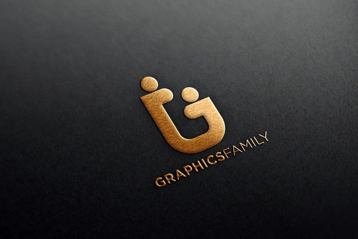 Luxury golden 3D logo mockup on black paper – GraphicsFamily