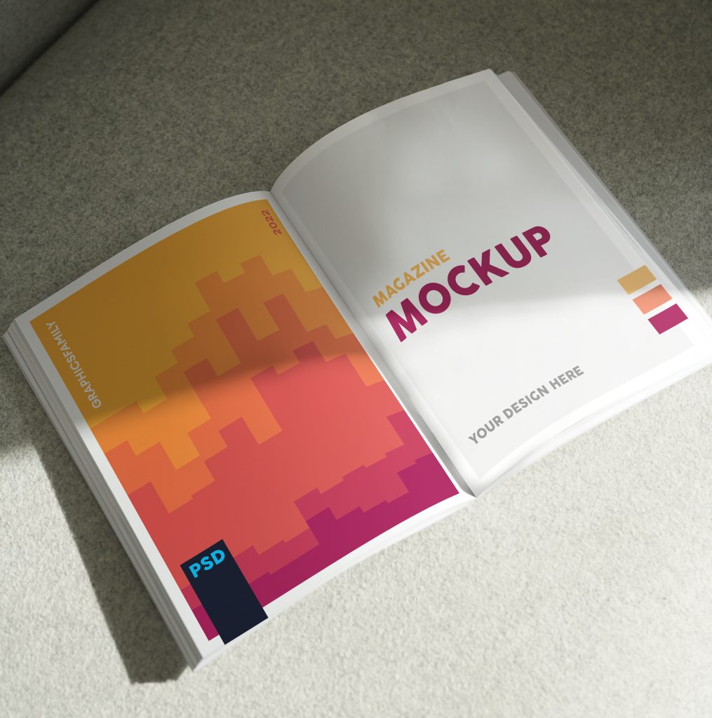 Open Magazine Mockup – GraphicsFamily