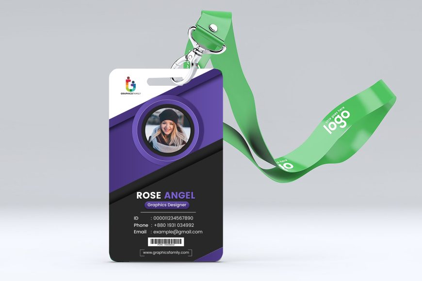 Purple & Black Creative Id card Design – GraphicsFamily