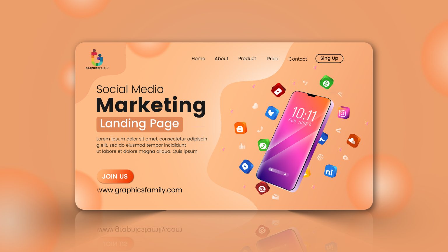 Social Media Marketing Landing Page Design – GraphicsFamily