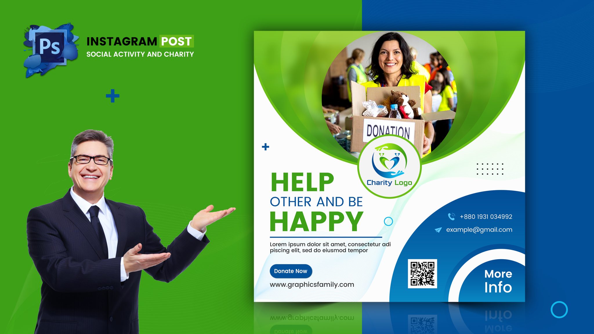 Social activity and charity Instagram posts – GraphicsFamily