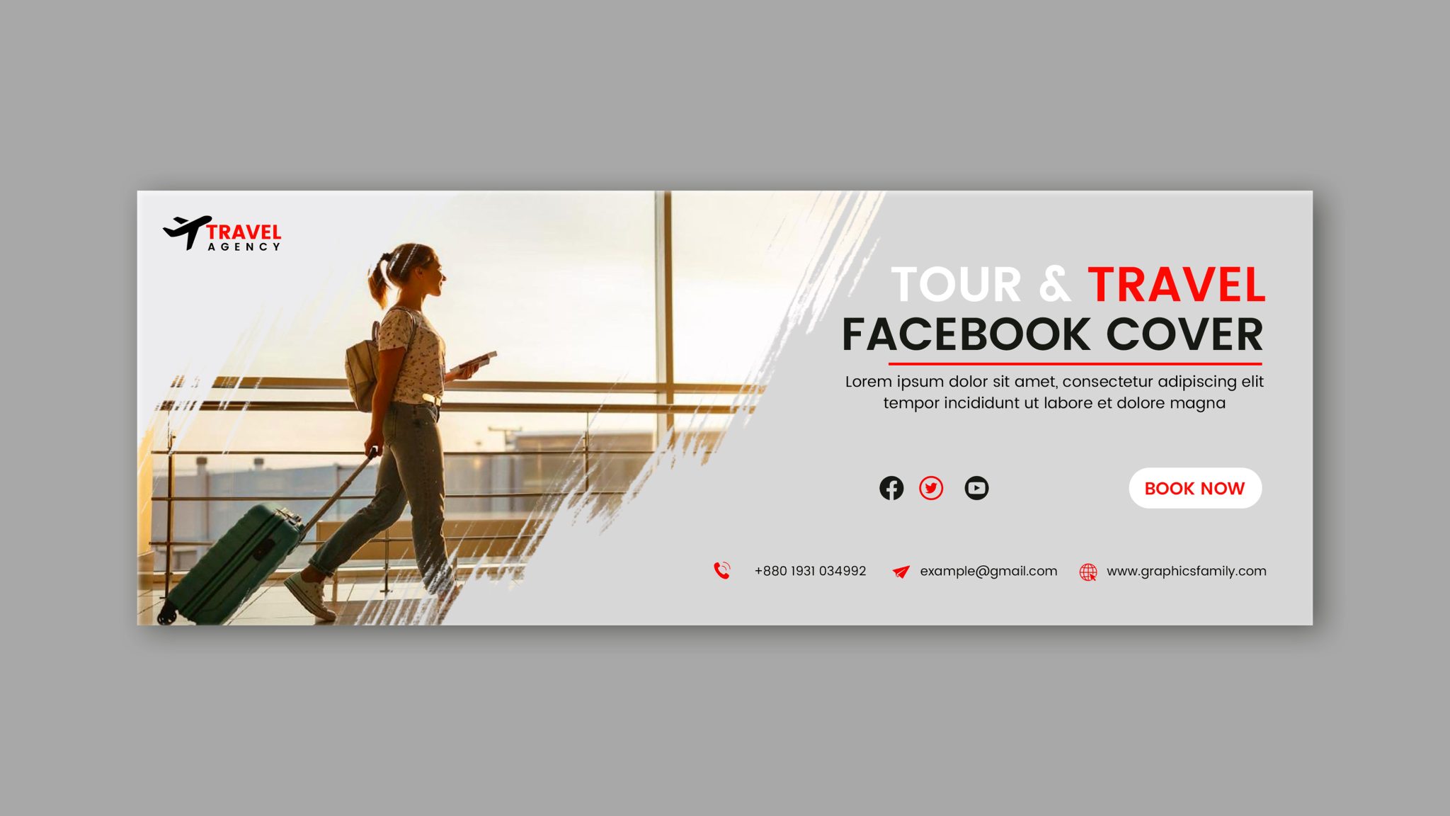 Travel Agency Simple Facebook Cover Design – GraphicsFamily