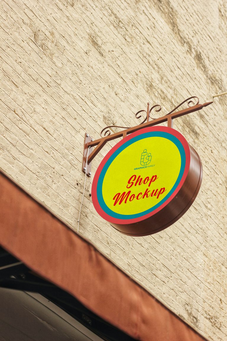 Wall signboard Design Mockup – GraphicsFamily
