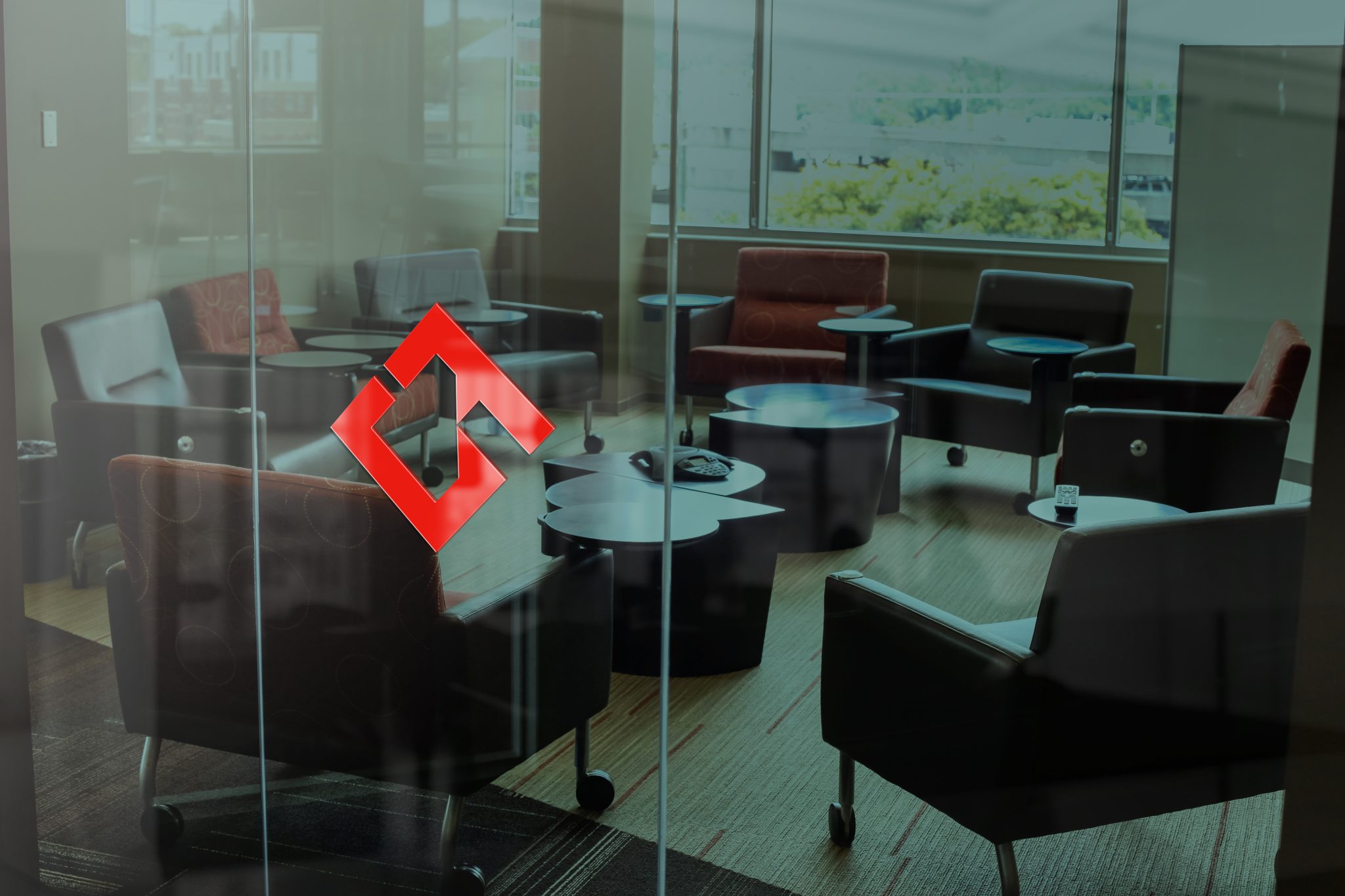 Dark Glass Office Window Logo Mockup – GraphicsFamily