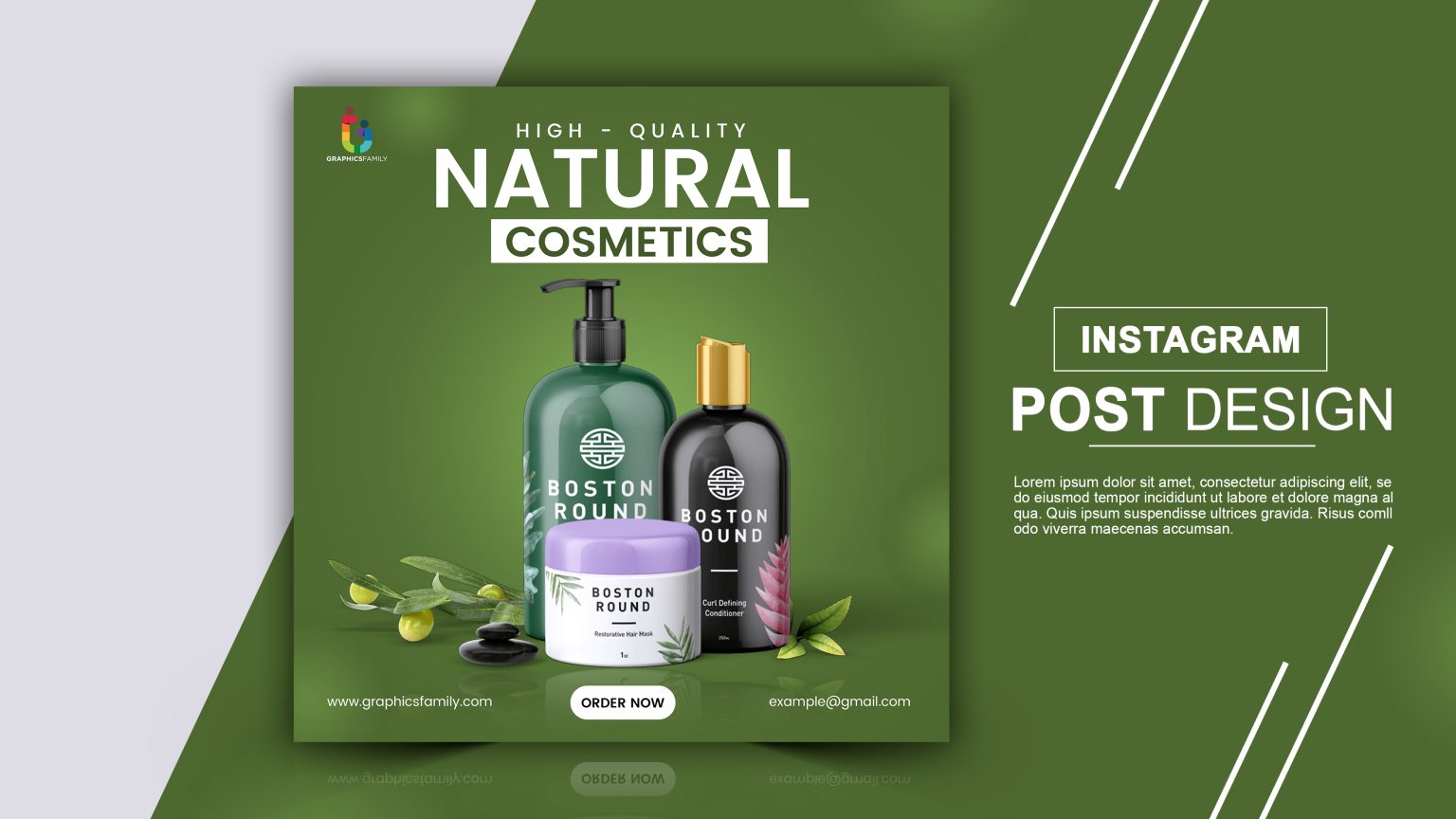 Natural Cosmetics Product Instagram Post Design – GraphicsFamily