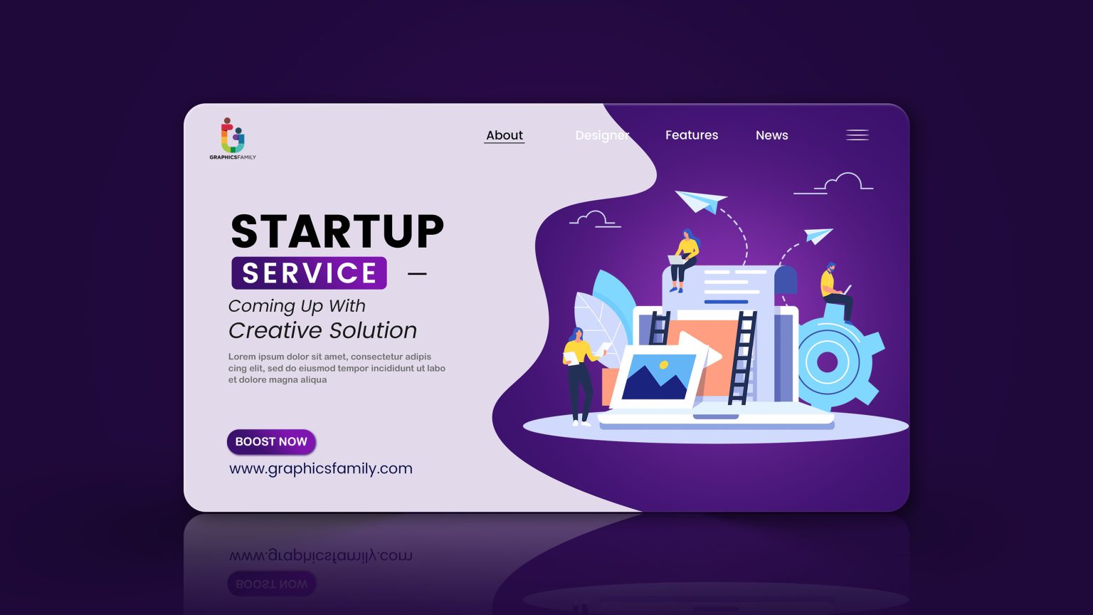 Social Media Landing Page Design for Startup Business – GraphicsFamily