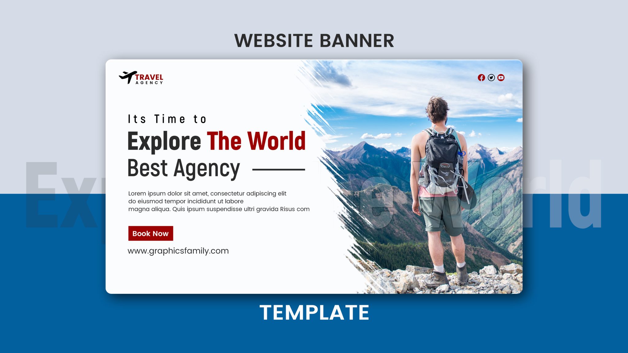 Travel Agency Social Media Website Banner Design Template – GraphicsFamily