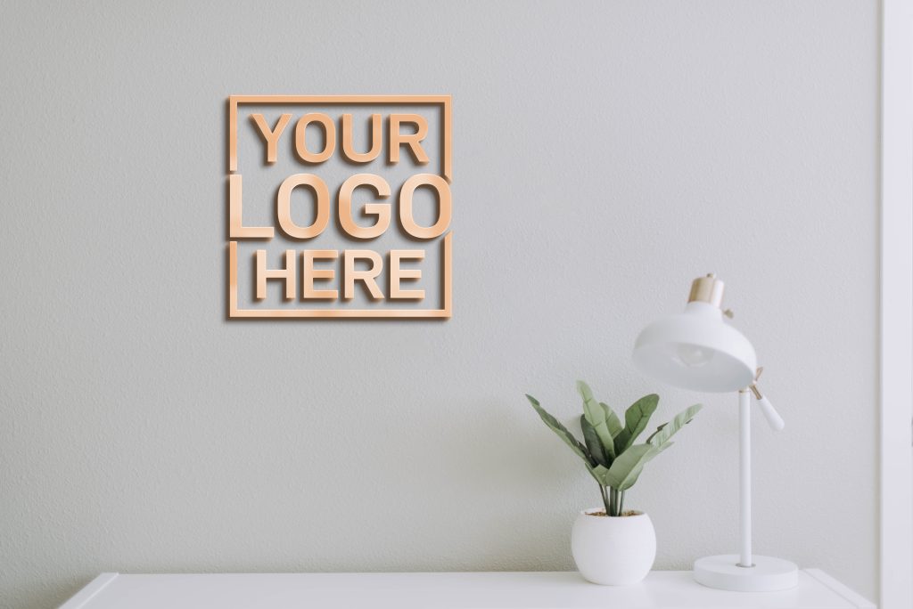 White Desk Office Logo Mockup – GraphicsFamily