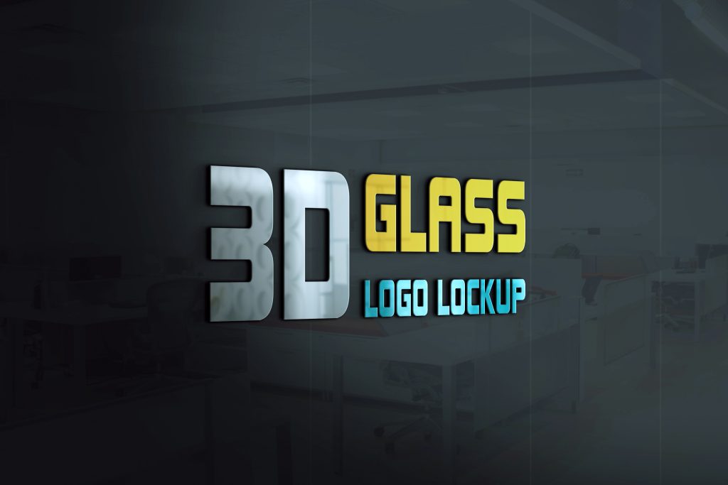 3D Glass Window Logo Mockup – GraphicsFamily