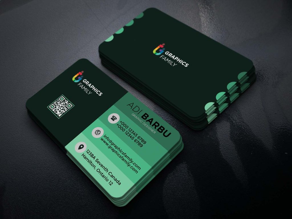 Free Green Business Card Design Template – GraphicsFamily