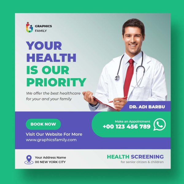 Medical social media post design – GraphicsFamily
