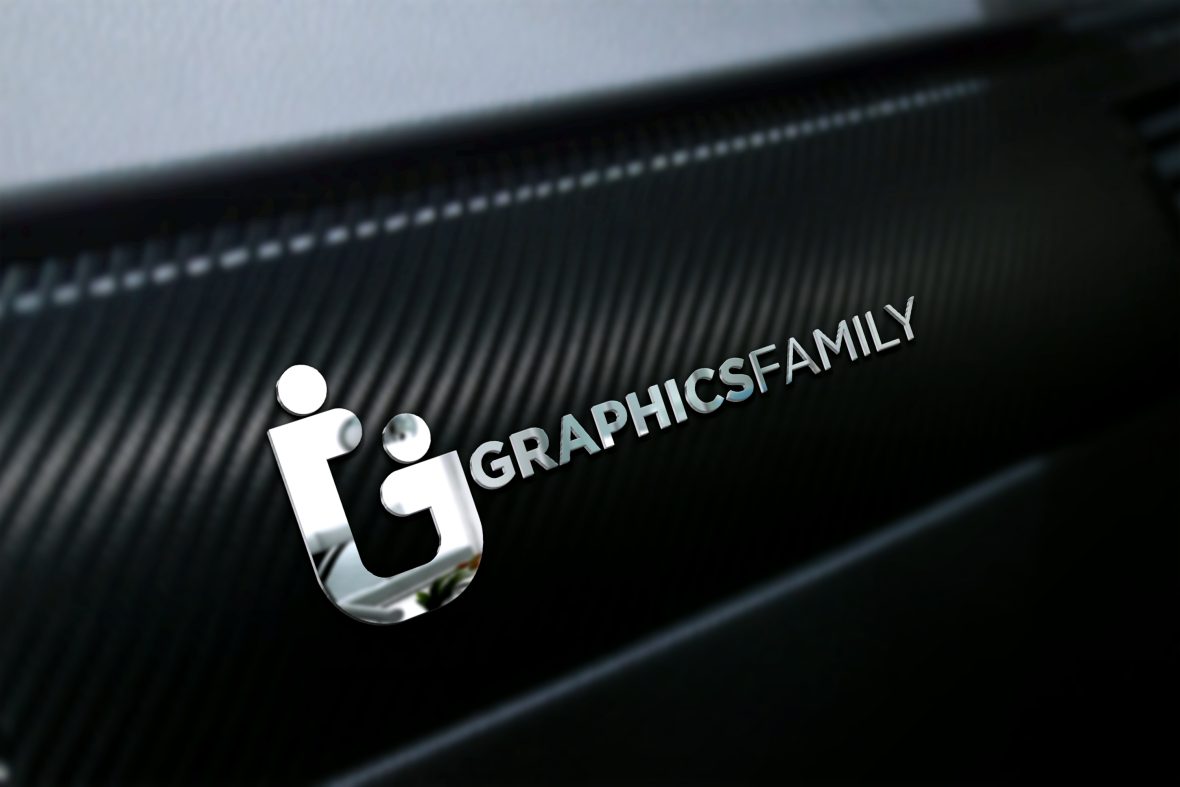 3D Silver Logo Mockup on Carbon Fiber – GraphicsFamily