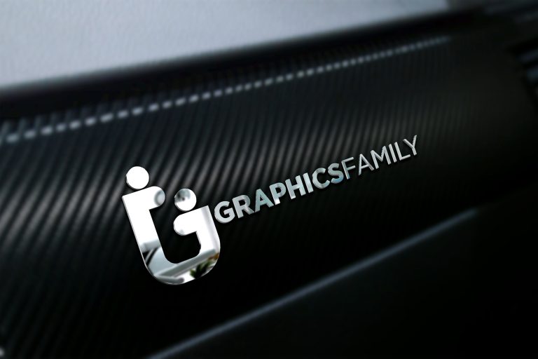 3D Silver Logo Mockup on Carbon Fiber – GraphicsFamily