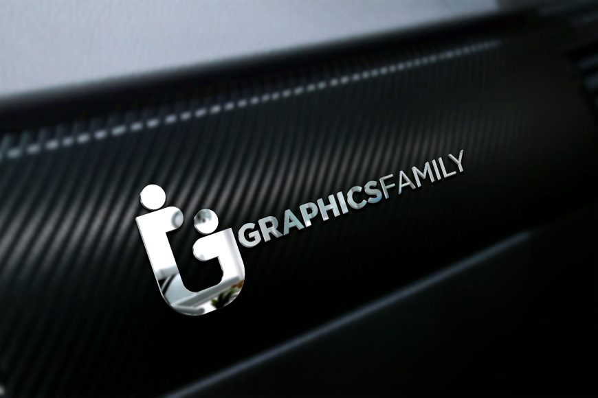 3D Silver Logo Mockup on Carbon Fiber – GraphicsFamily