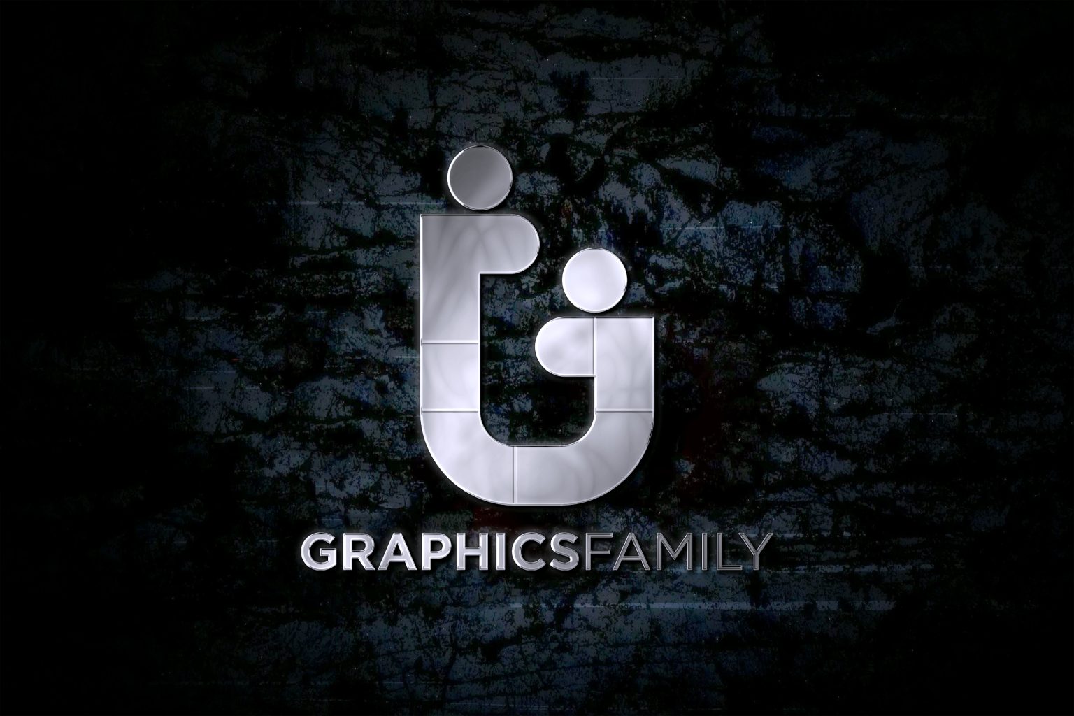 Silver Metallic Logo Mockup On Dark Wall – GraphicsFamily