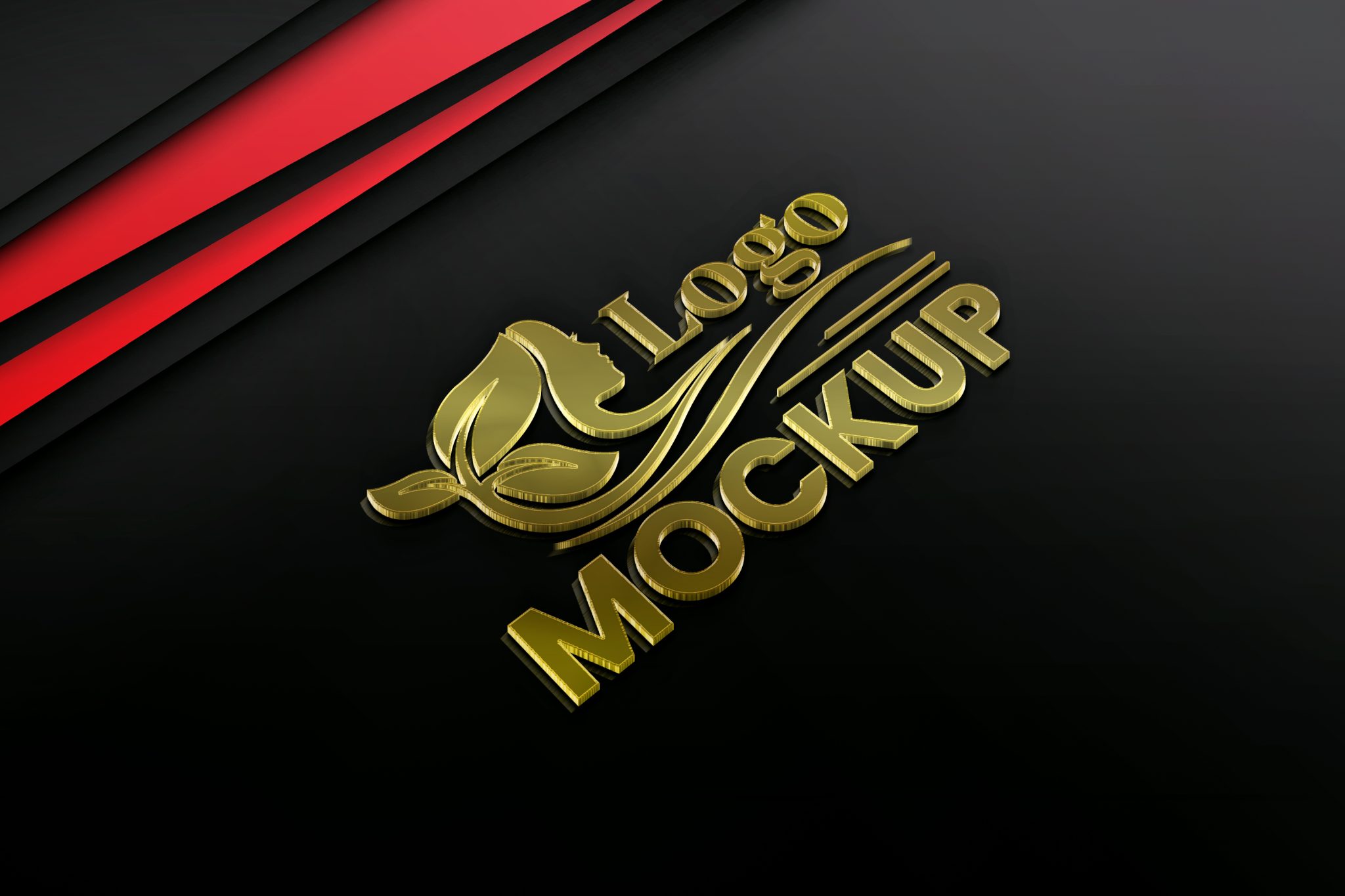 3D Gold metallic logo mockup on Black Background – GraphicsFamily