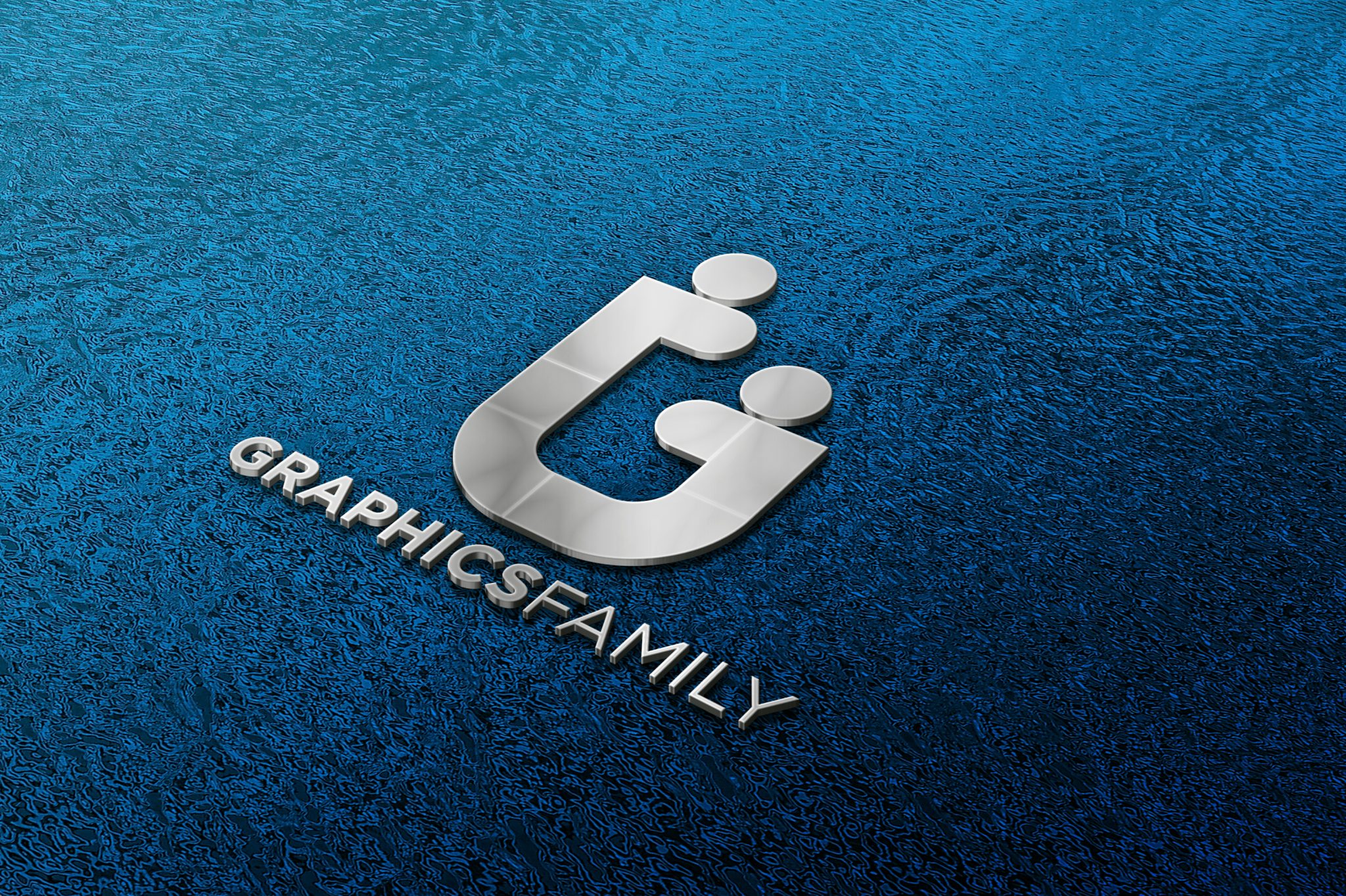 Silver Metallic Logo Mockup On Blue Foil Background – GraphicsFamily