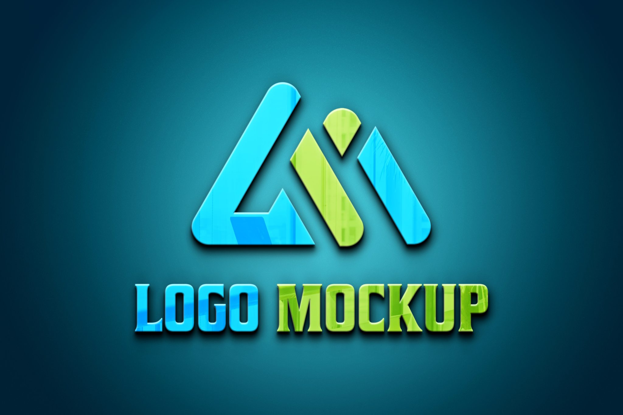 Glass Effects 3D Logo Mockup on Blue Surface – GraphicsFamily