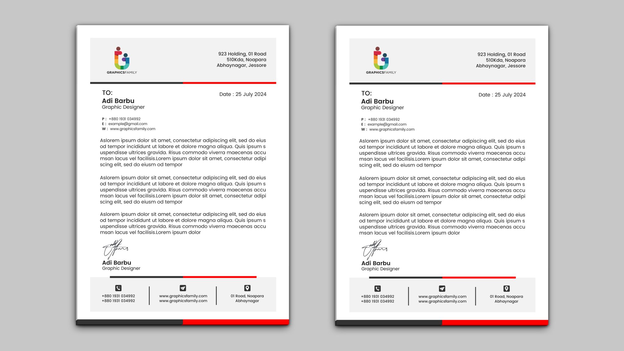 Letterhead Template Design – GraphicsFamily