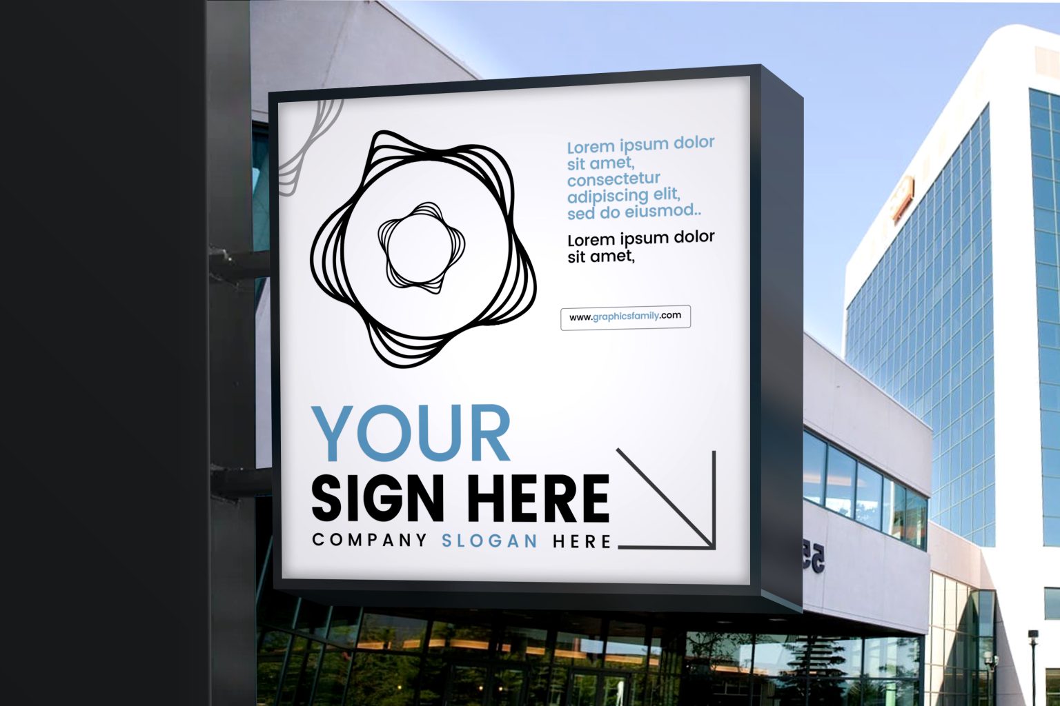 Square Sign Mockup Template – GraphicsFamily