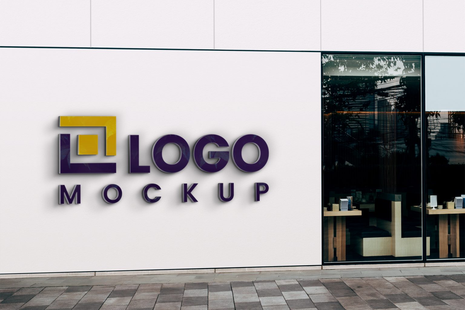 3D glass effect logo mockup on Company outside wall – GraphicsFamily