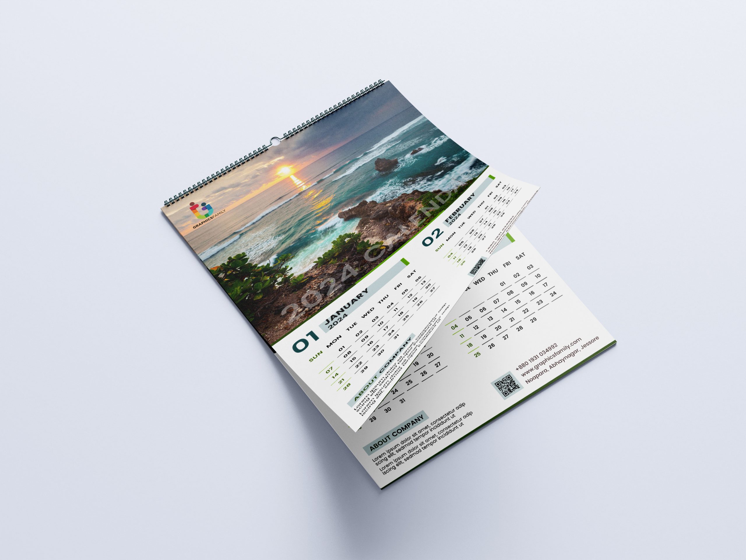 Wall Calendar Design 2024 Free PSD GraphicsFamily