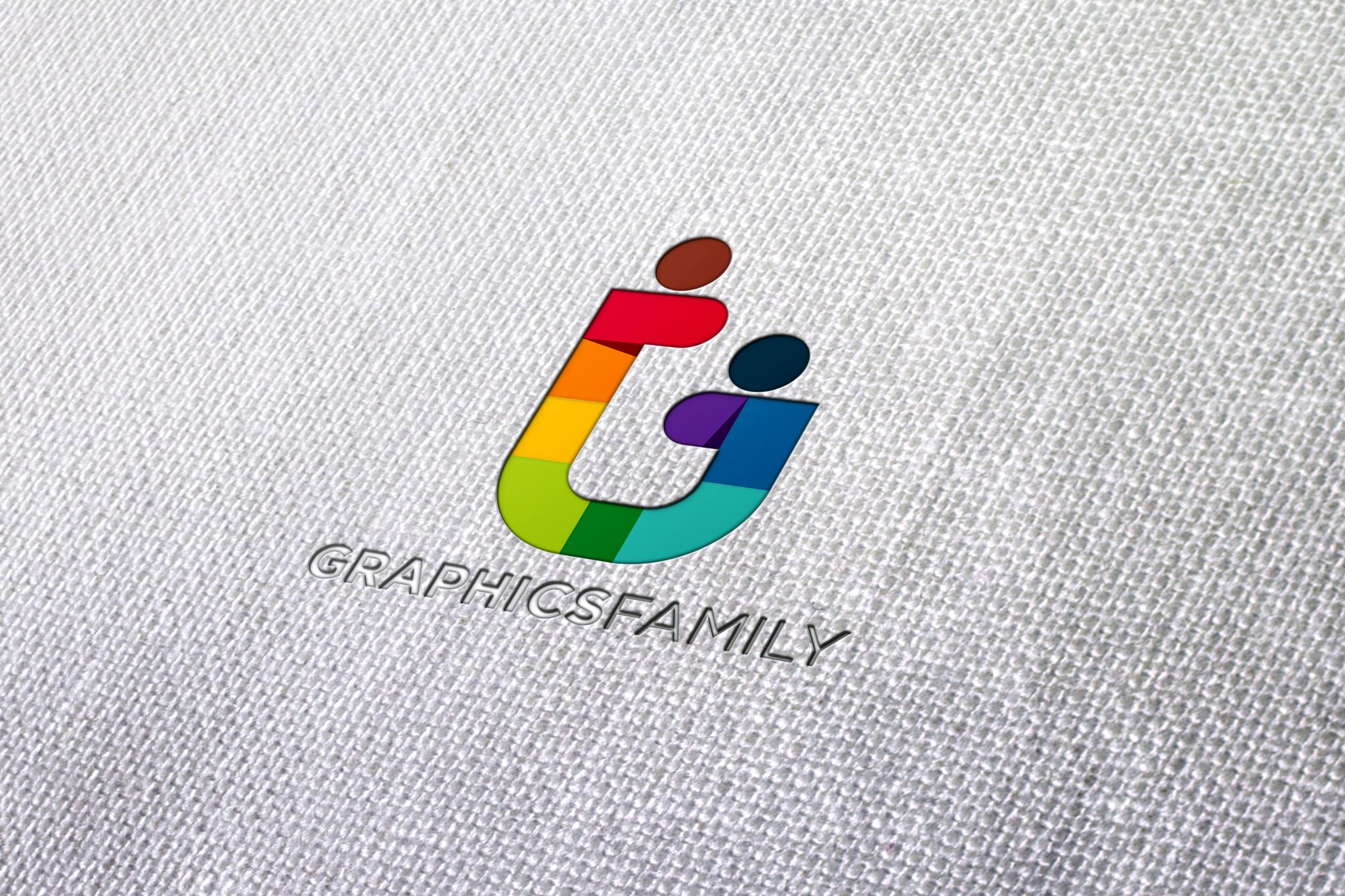 Debossed logo mockup on white fabric texture – GraphicsFamily