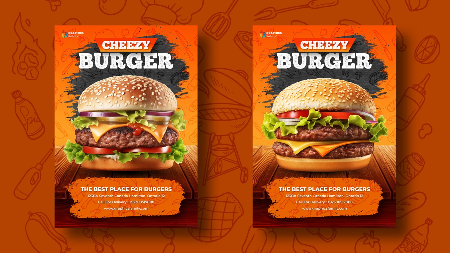 Delicious Fast Food Burger Restaurant Flyer Design – GraphicsFamily