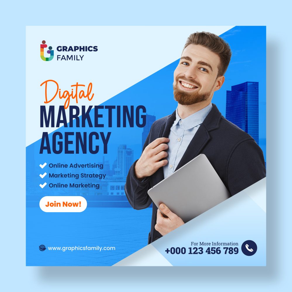 Digital Marketing Social Media Post Design – GraphicsFamily
