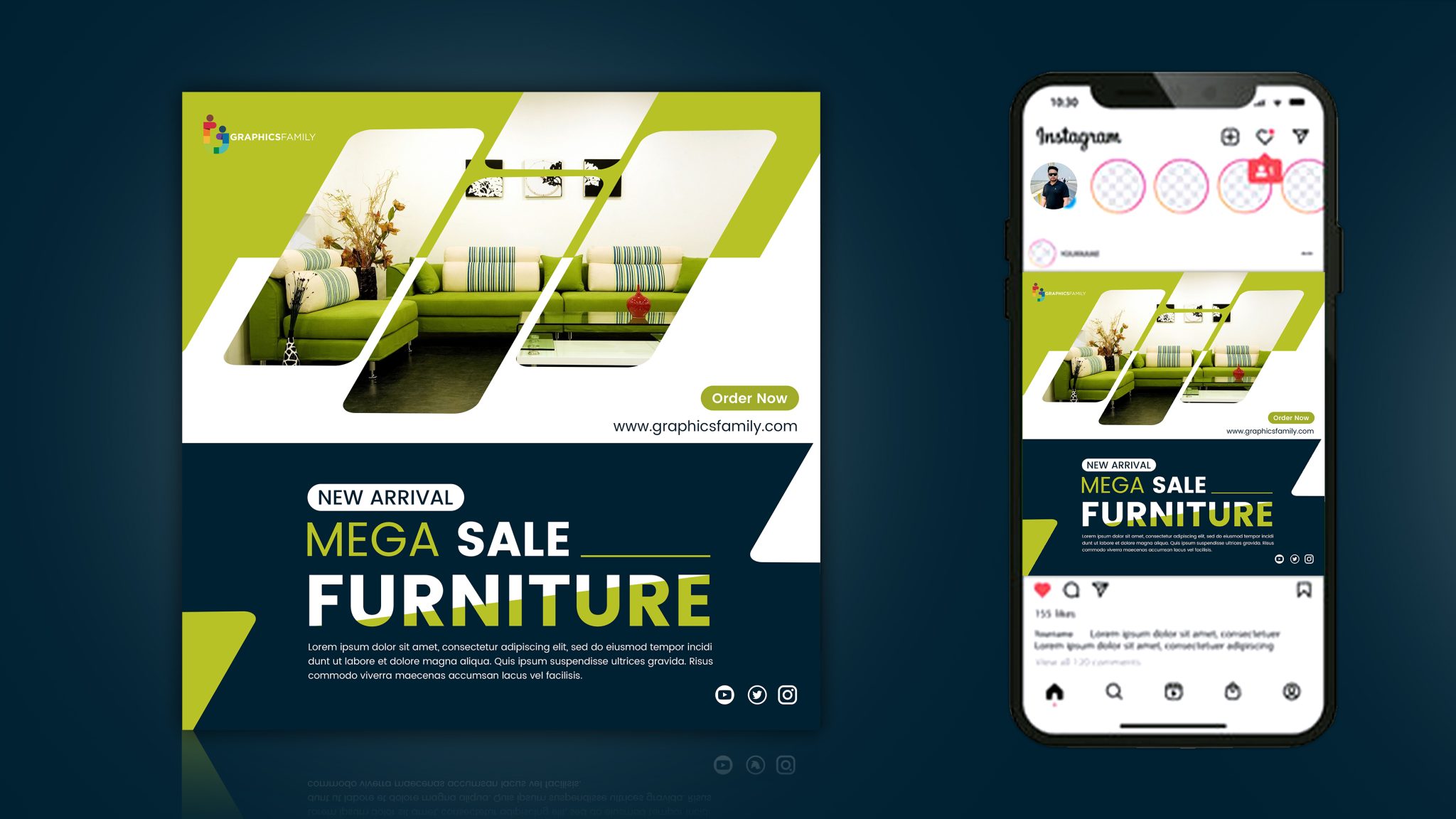 E Commerce Instagram Post Design For Furniture GraphicsFamily e-commerce-instagram-post-design-for-furniture-graphicsfamily