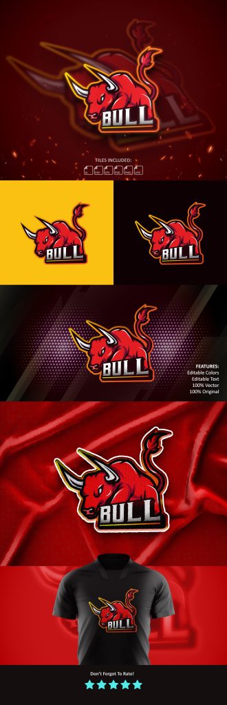 Bull Mascot Gaming Logo Template – GraphicsFamily
