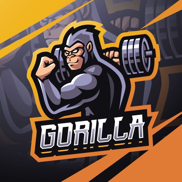 Gorilla Gym Esport Mascot Logo Template – GraphicsFamily