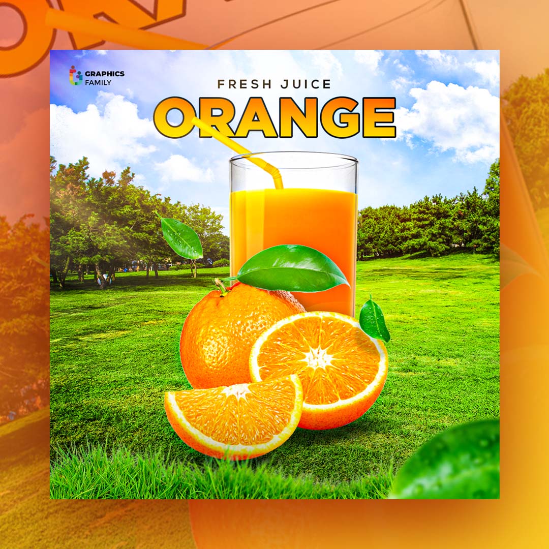 Orange Juice Social Media Post Design Template – GraphicsFamily