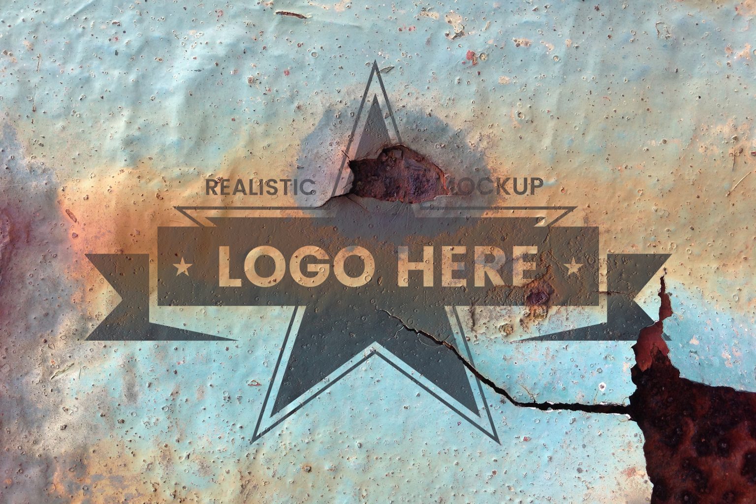 Photorealistic rusty metal logo mockup – GraphicsFamily