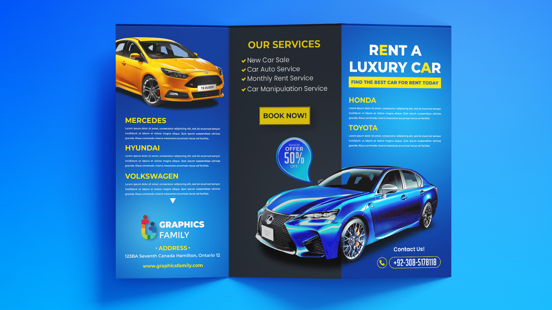Rent A Car TriFold Design – GraphicsFamily