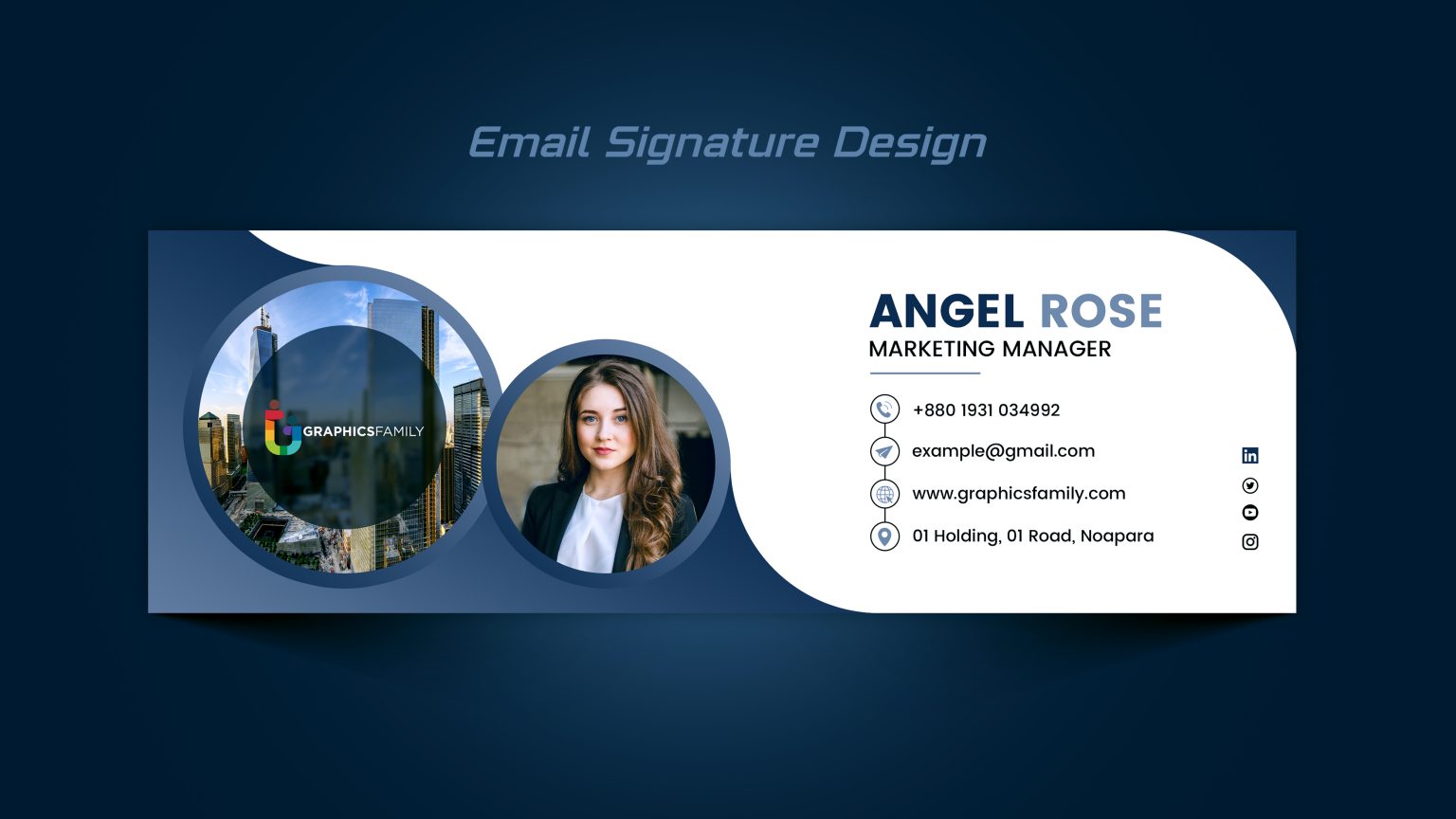 White and Blue Email Signature Design – GraphicsFamily