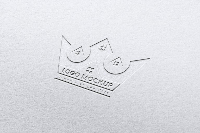 White paper with a crown logo mockup – GraphicsFamily