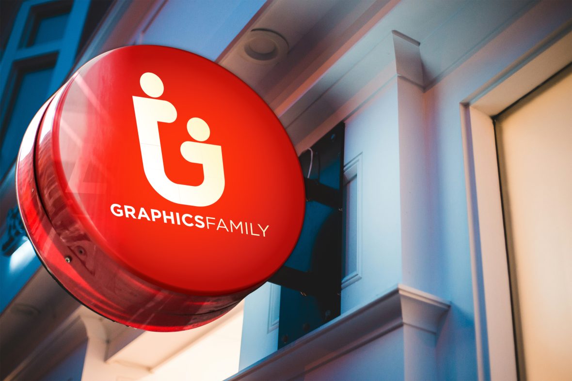 Red Sign Logo Mockup – GraphicsFamily