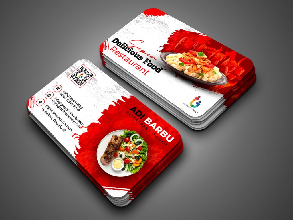 Free Restaurant Promotion Business Card Design – GraphicsFamily