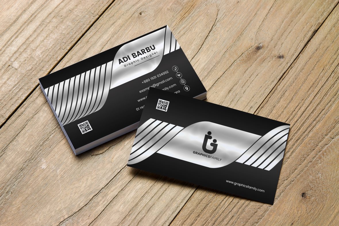 Luxury Silver Business Card Design – GraphicsFamily