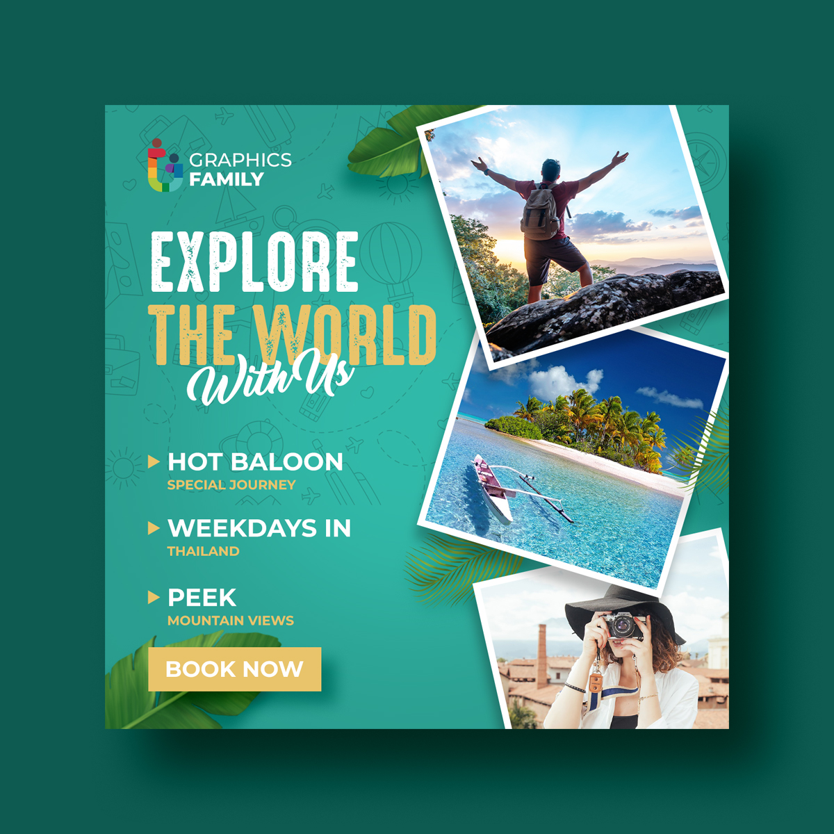Social Media Post Design For Travel Agency – GraphicsFamily