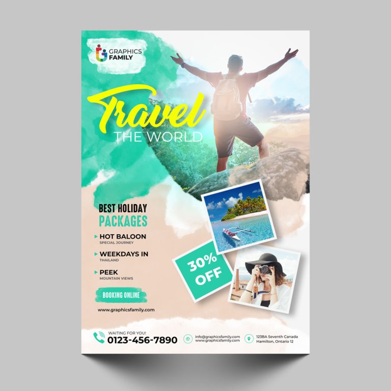 Travel Agency Flyer Design Tour & Travel Poster Design – GraphicsFamily